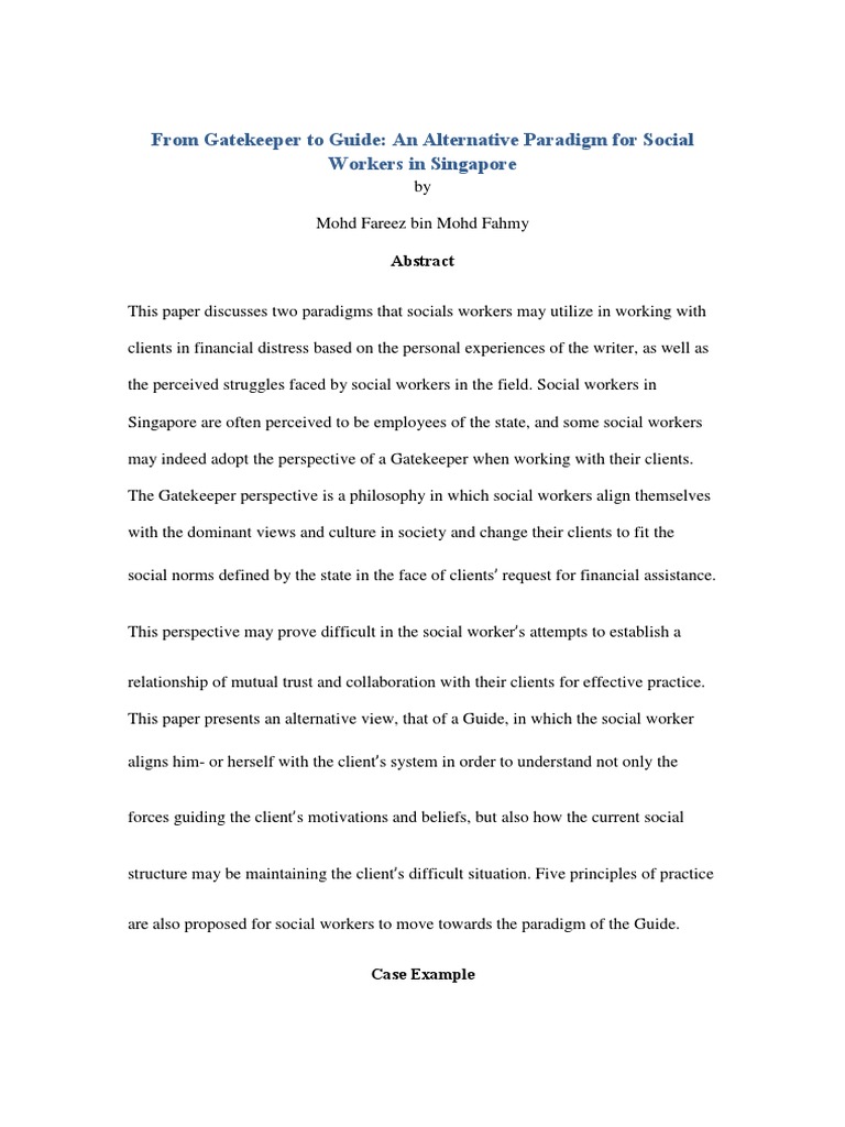 From Gatekeeper To Guide | PDF | Social Work | Reflexivity (Social Theory)