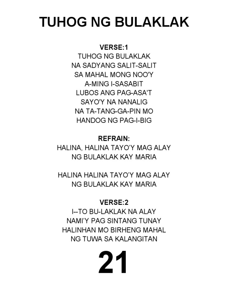 Tuhog Na Bulaklak Lyrics | PDF