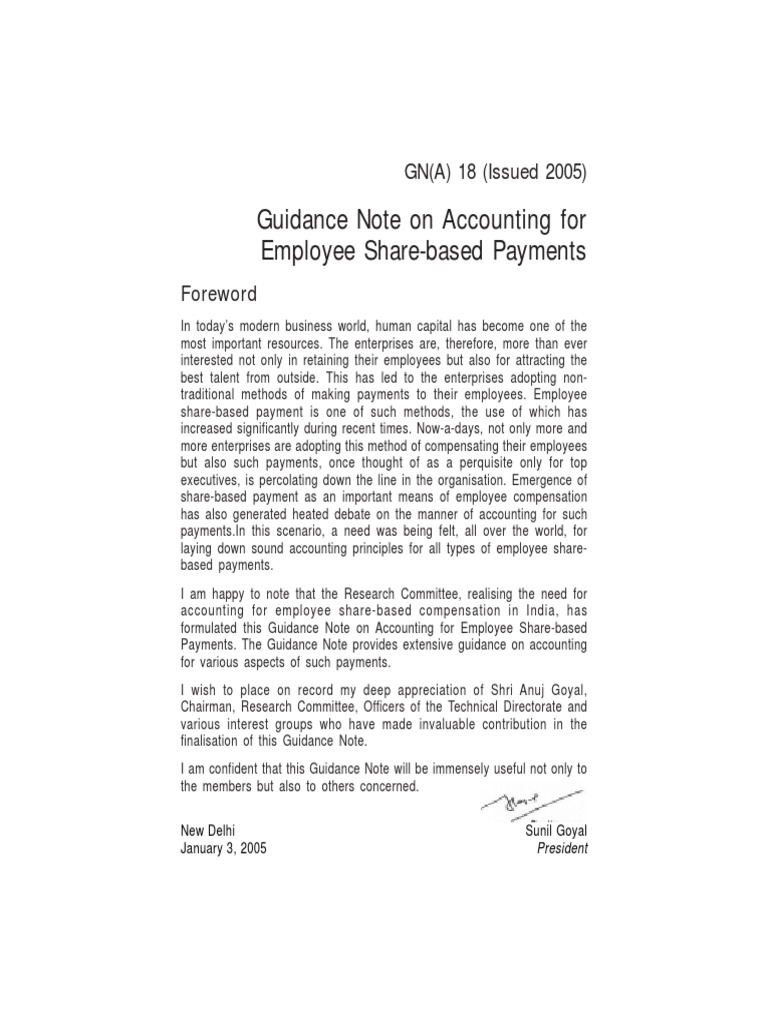 ICAI Guidance Note ESOP | PDF | Employee Stock Option | Stocks