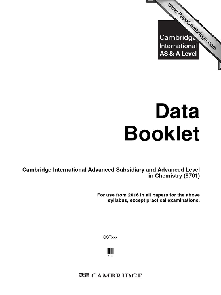 Data Booklet: Cambridge International Advanced Subsidiary and Advanced ...
