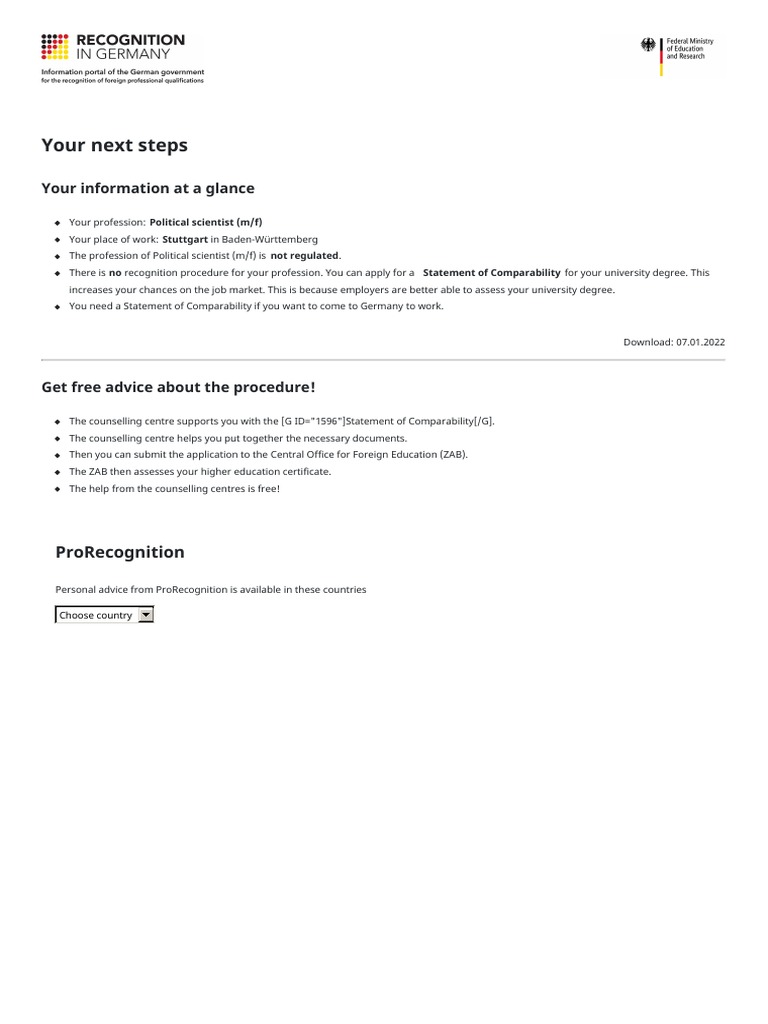 Recognition Portal - Your Next Steps | PDF