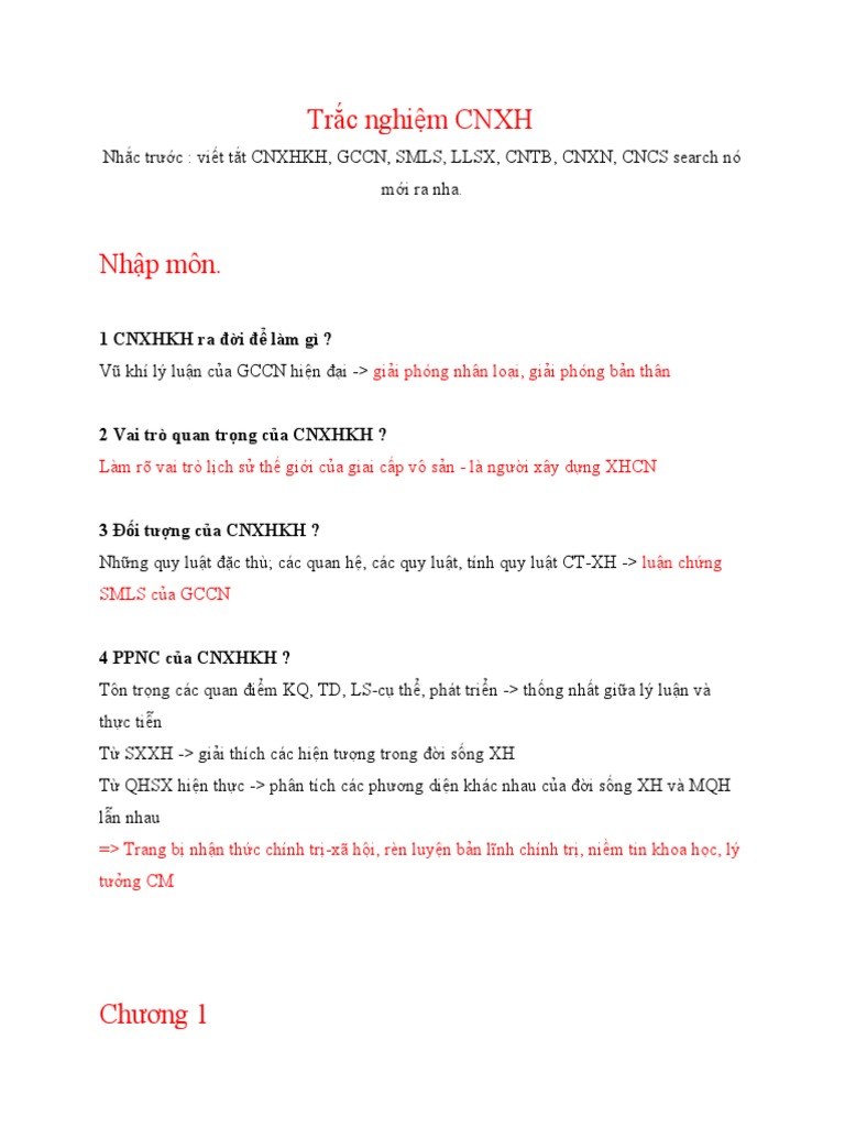 Quiz Elearning CNXH | PDF