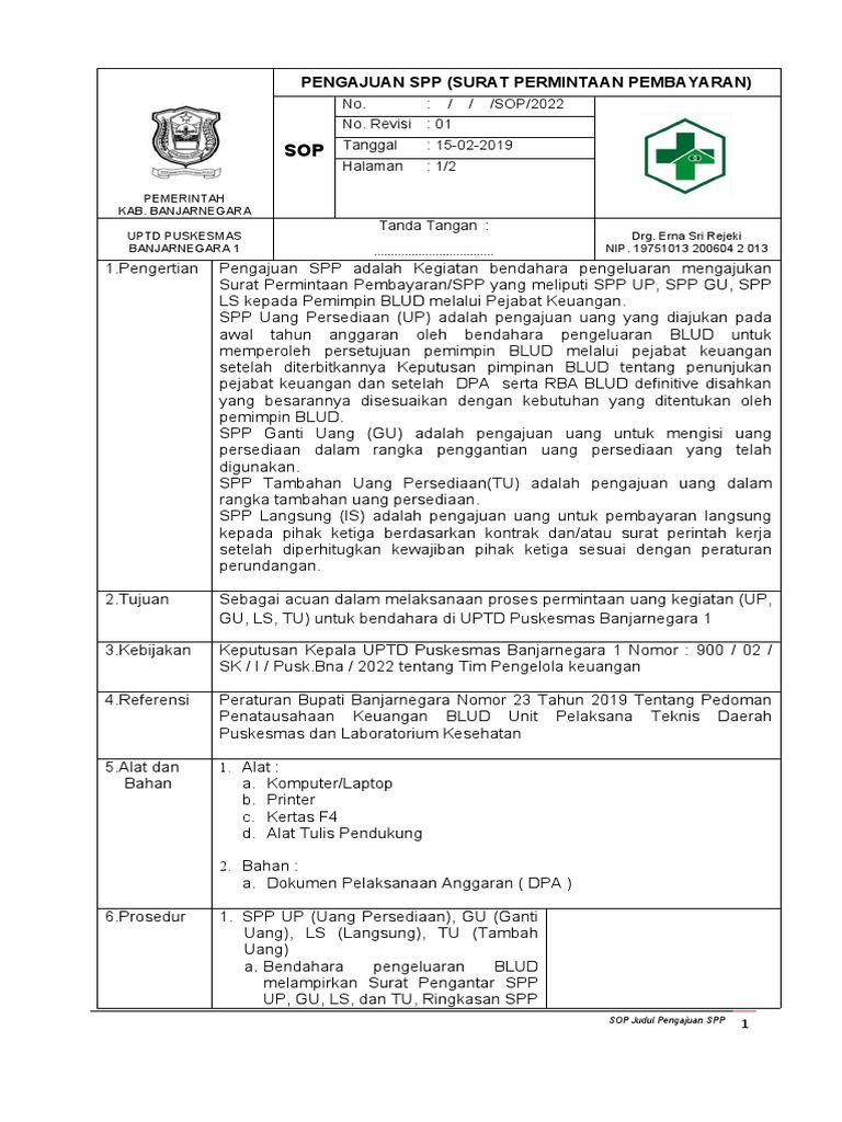 Sop Pengajuan SPP | PDF