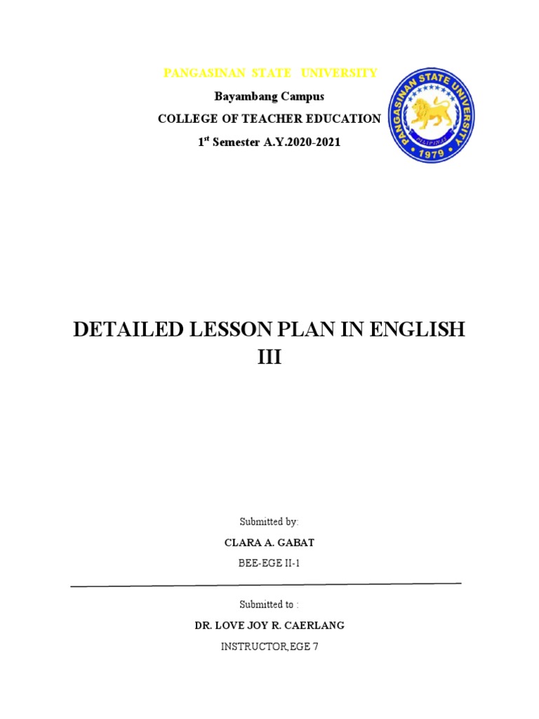 Detailed Lesson Plan - Teaching English in Elem - Grades - Gabat Clara A | PDF | Noun | Lesson Plan
