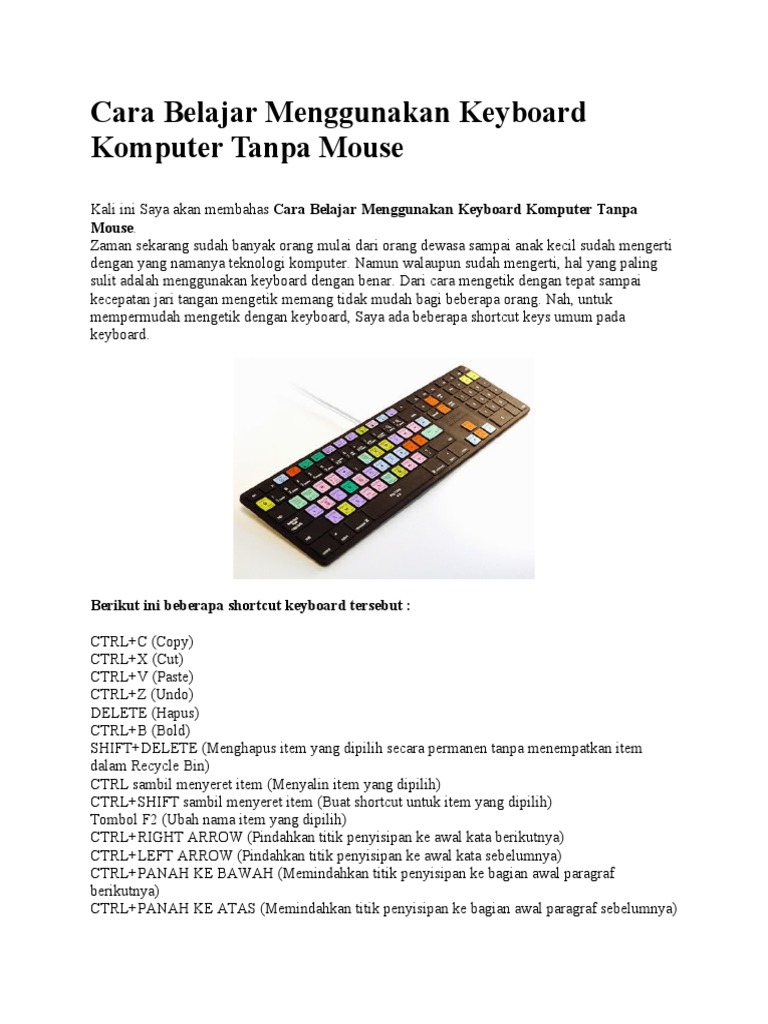 Cara Belajar Menggunakan Keyboard Komputer Tanpa Mouse | PDF