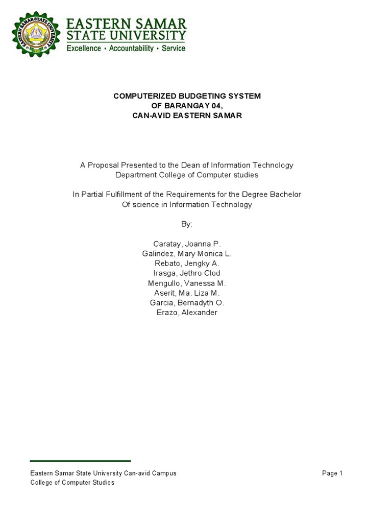 Computerized Budgeting System Proposal | PDF | Debits And Credits ...