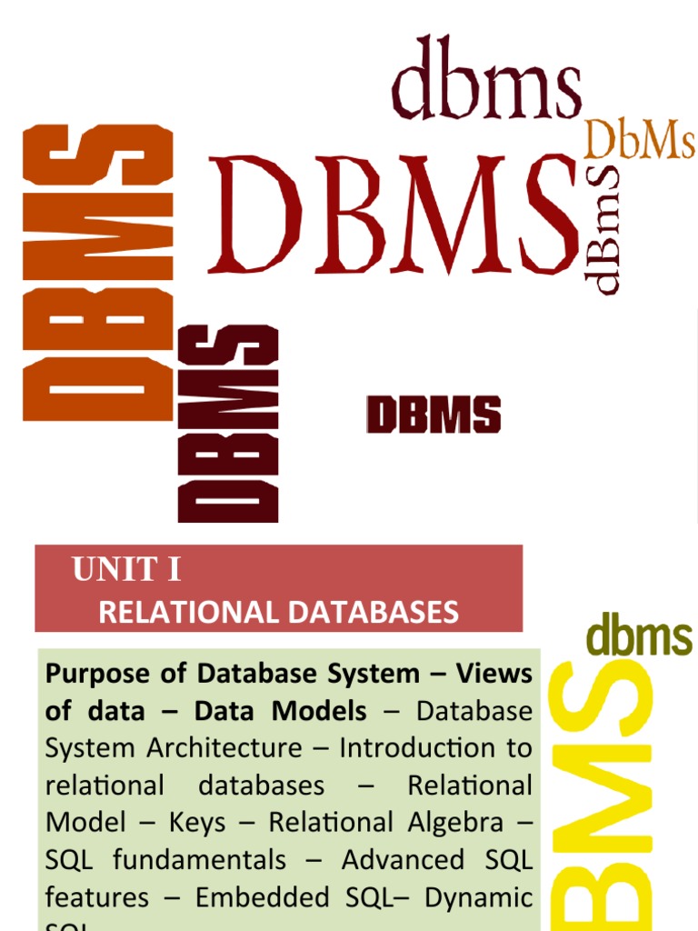 Unit 1 DBMS | PDF | Databases | Relational Model