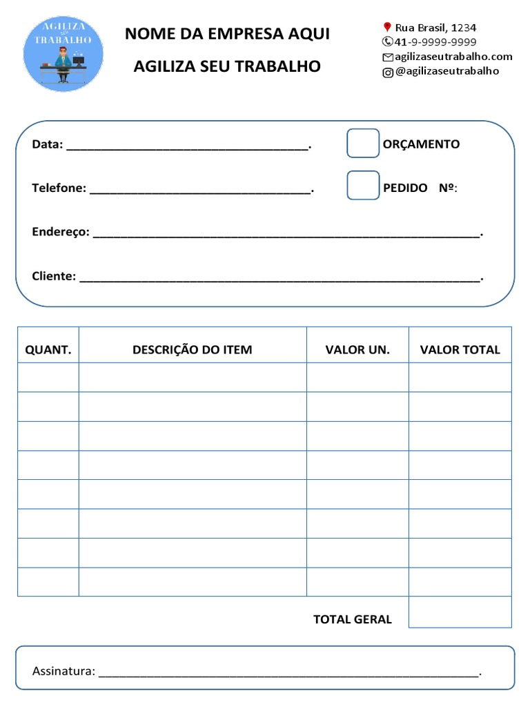 Modelo Bloco de Recibo Pedido Orcamento | PDF