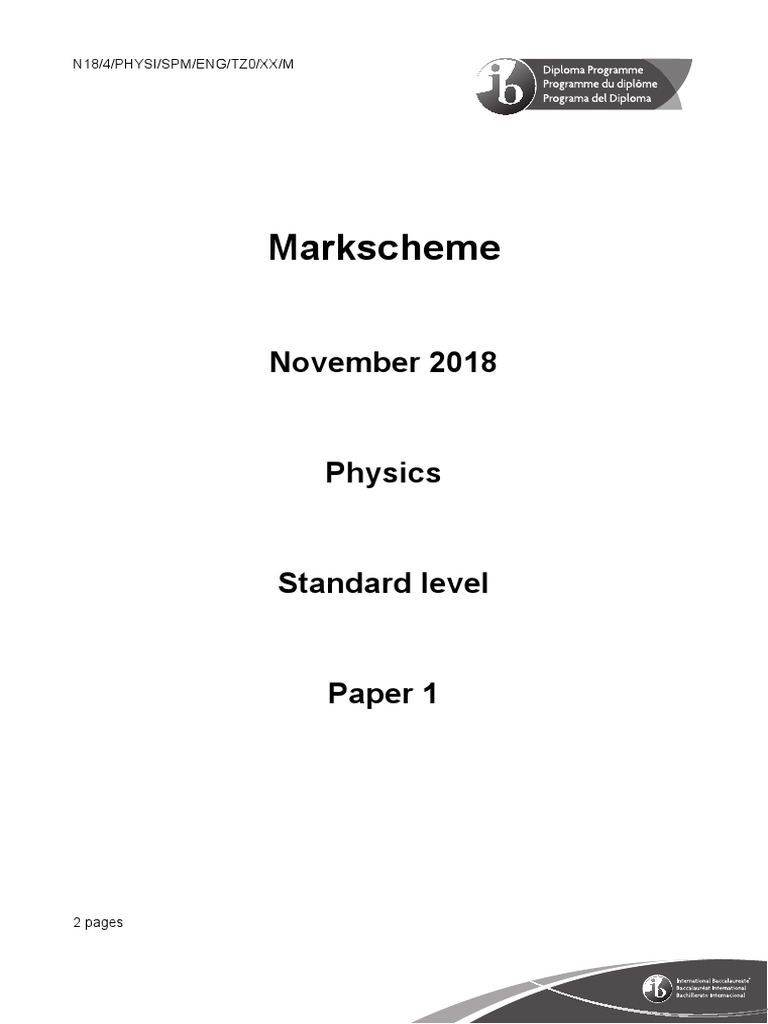 N18-Physics Paper 1 SL Markscheme | PDF