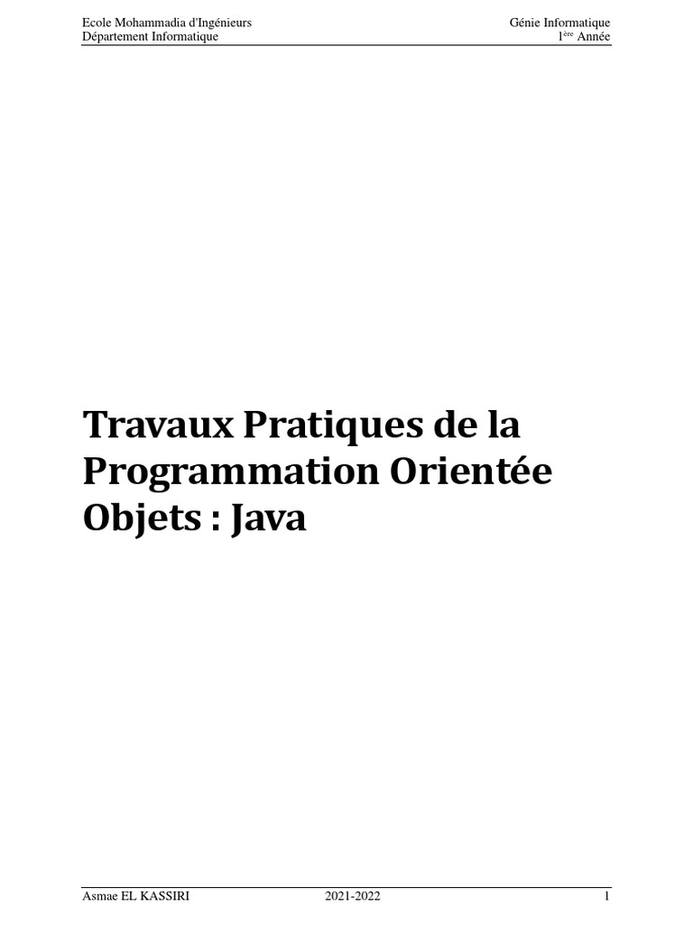 TP Java pour Débutants en Informatique | PDF | Classe (informatique) | Interface (Informatique)