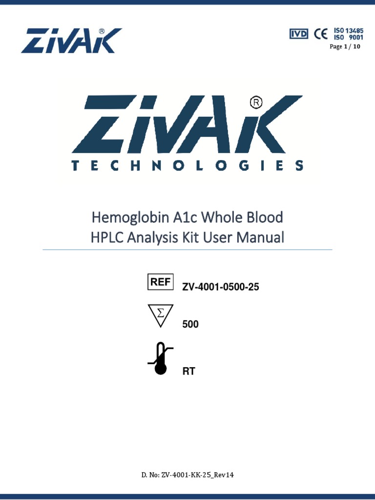 Hba1c Whole Blood HPLC Analysis Kit User Manual Rev14 | PDF | Glycated ...