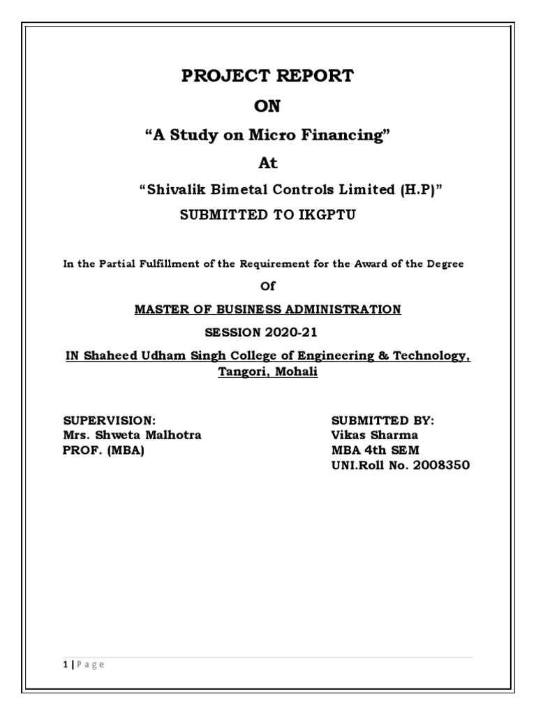 Project Report Bba 6th Sem Poonam Thakur | PDF | Microfinance | Grameen Bank