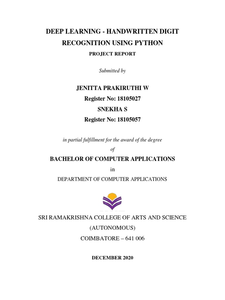 Deep Learning - Handwritten Digit Recognition Using Python | PDF ...