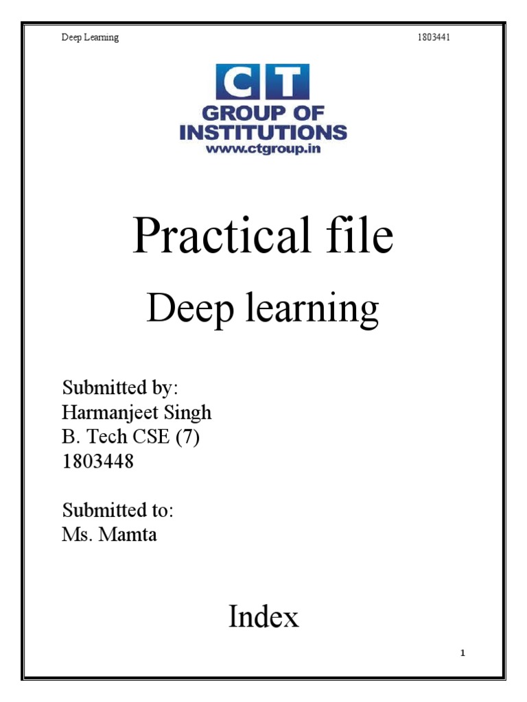 Practical File: Deep Learning | PDF | Deep Learning | Artificial Neural ...