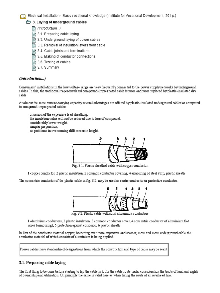 Laying of Underground Cables | PDF | Soldering | Electrical Conductor