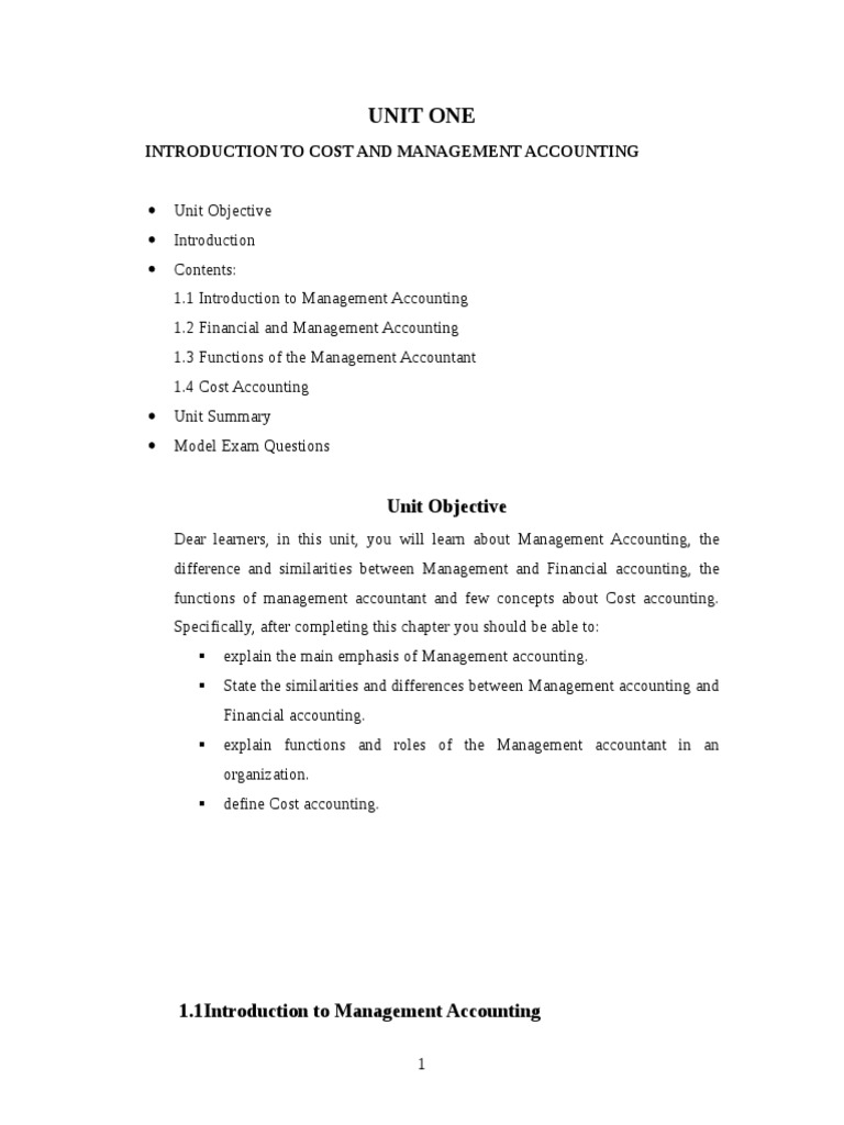 Cost and MGT Accting I Distance Module 1 | PDF | Accounting ...
