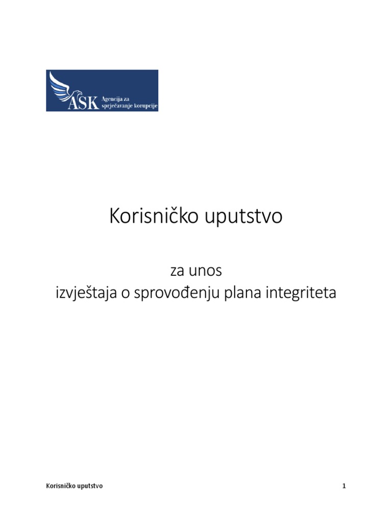 Korisnicko Uputstvo - Izvjestaj o Sprovodjenju PI | PDF