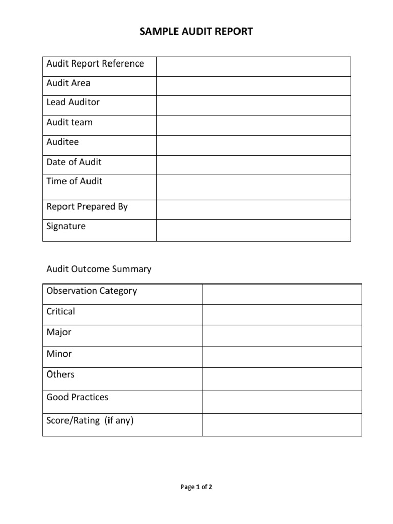 Sample Audit Report Template | PDF