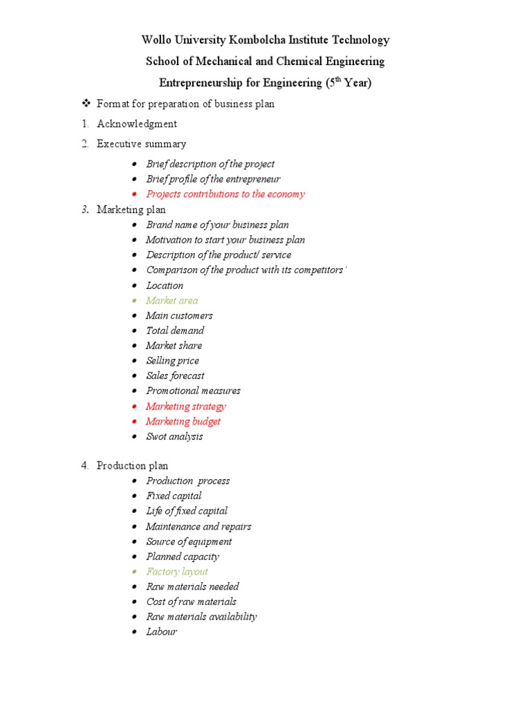 Wollo University Kombolcha Institute Technology School of Mechanical ...