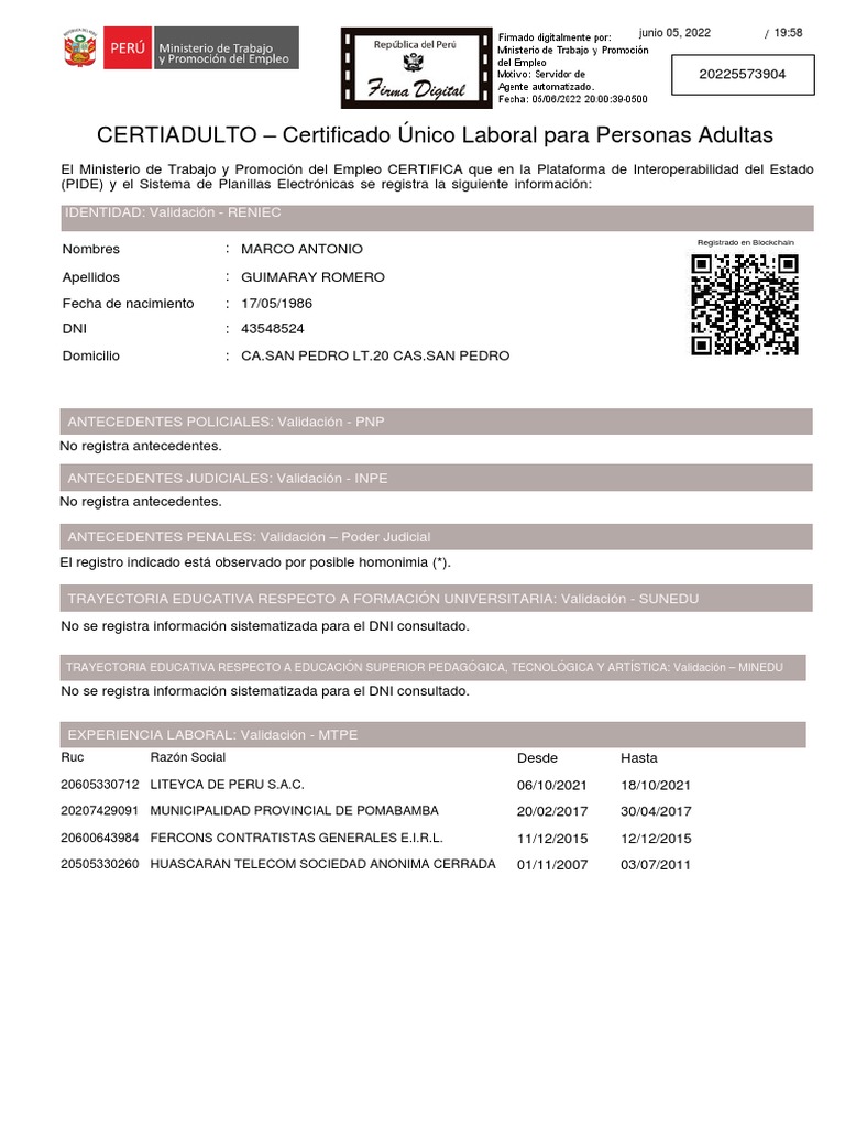 Certificado de M. Trabajo | PDF | Gobierno