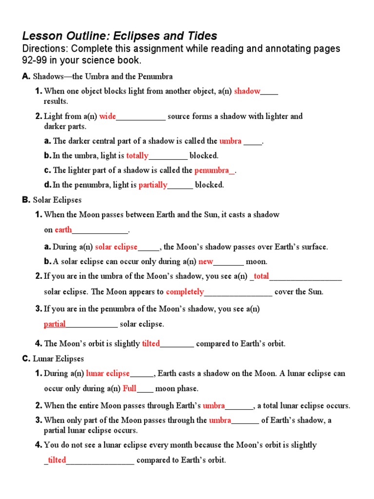 LO - Eclipses and Tides | PDF | Tide | Moon