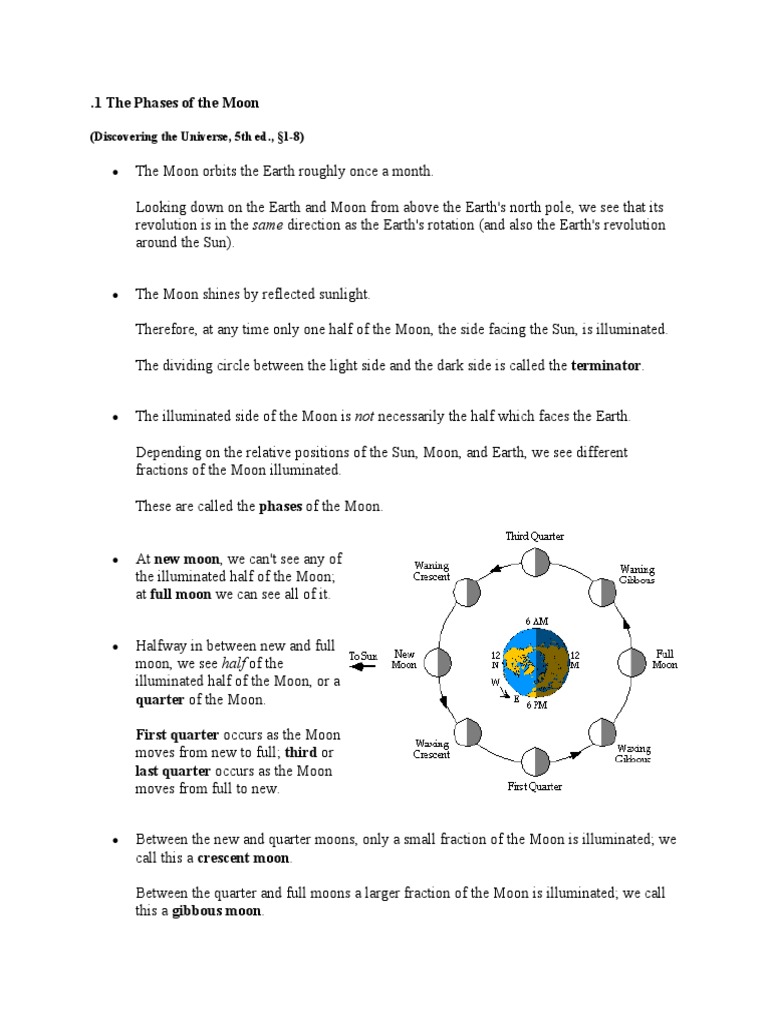 1 The Phases of The Moon | PDF | Moon | Celestial Mechanics