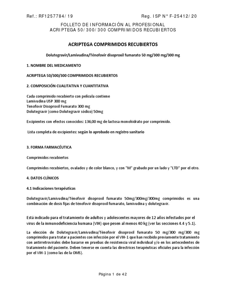 ACRIPTEGA | PDF | Manejo del VIH / SIDA | Medicamentos con receta