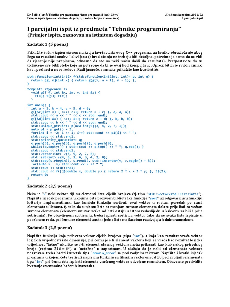 [TP 2021-22] I parcijalni ispit - Primjer 1 | PDF