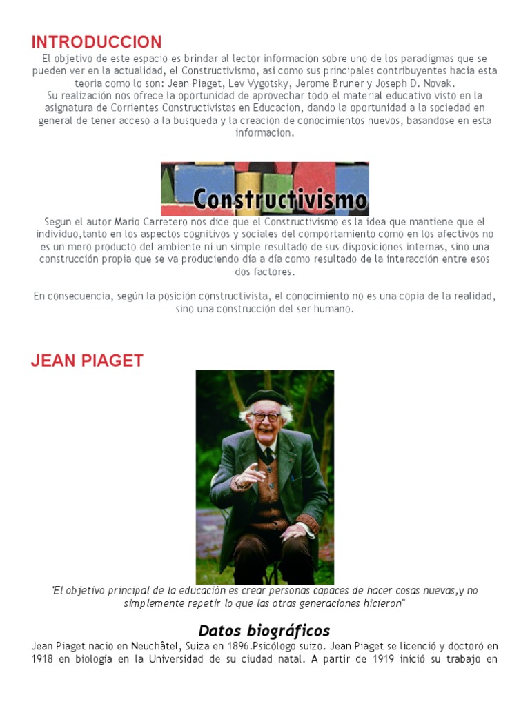 Principales Autores Del Constructivismo | PDF | Aprendizaje ...