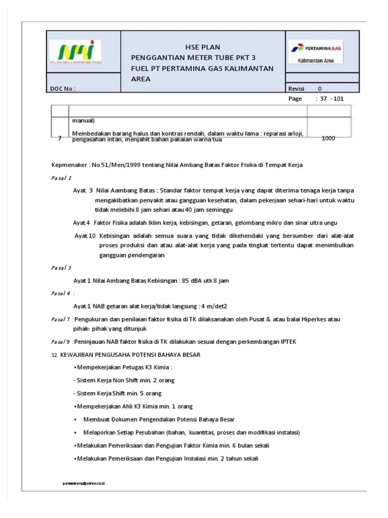 PDF Hse Plan Pertagaspdf | PDF