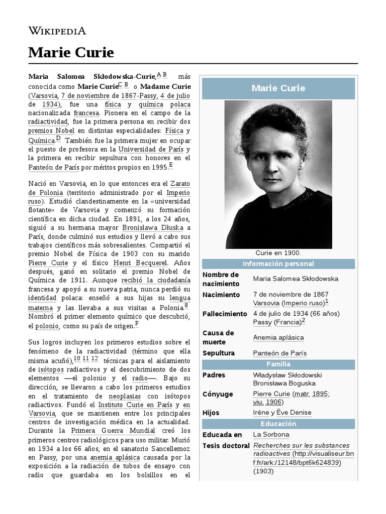 Marie Curie | Descargar gratis PDF | Marie Curie
