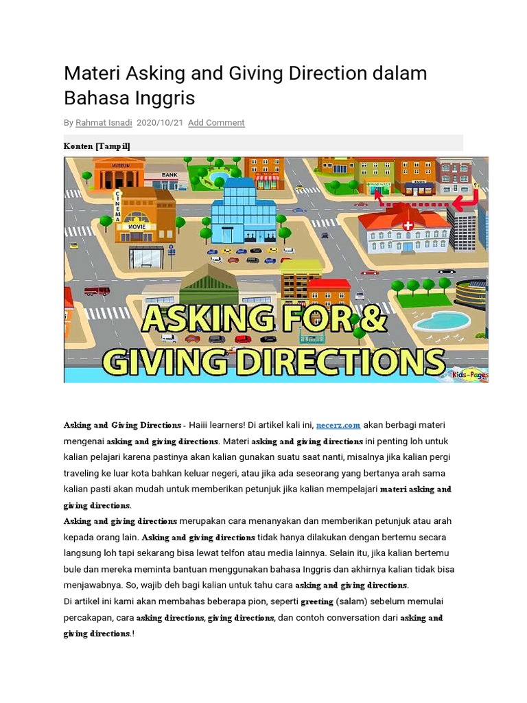 Panduan Arah dalam Bahasa Inggris | PDF