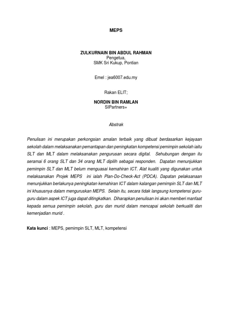 Projek MEPS - Penulisan Amalan Terbaik | PDF