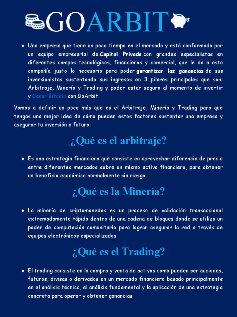 Goarbit Explicacion Del Negocio | PDF | Arbitraje | Comerciante (Finanzas)