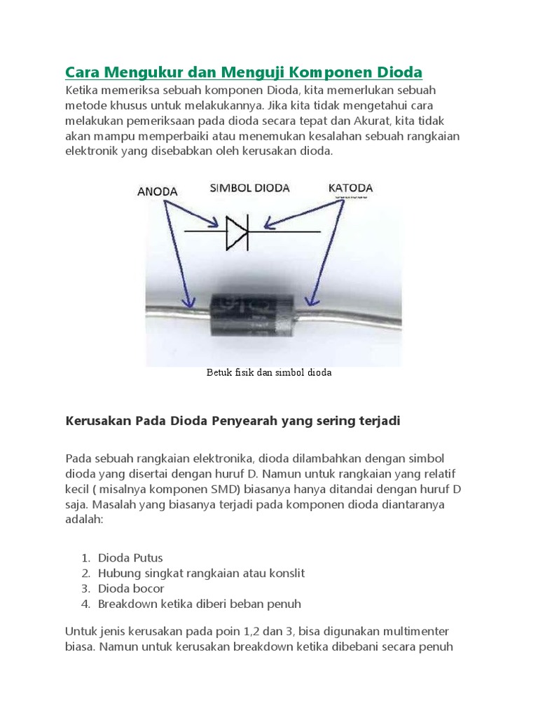 Cara Mengukur Dan Menguji Komponen Dioda | PDF | Metode & Bahan Ajar | Sains & Matematika