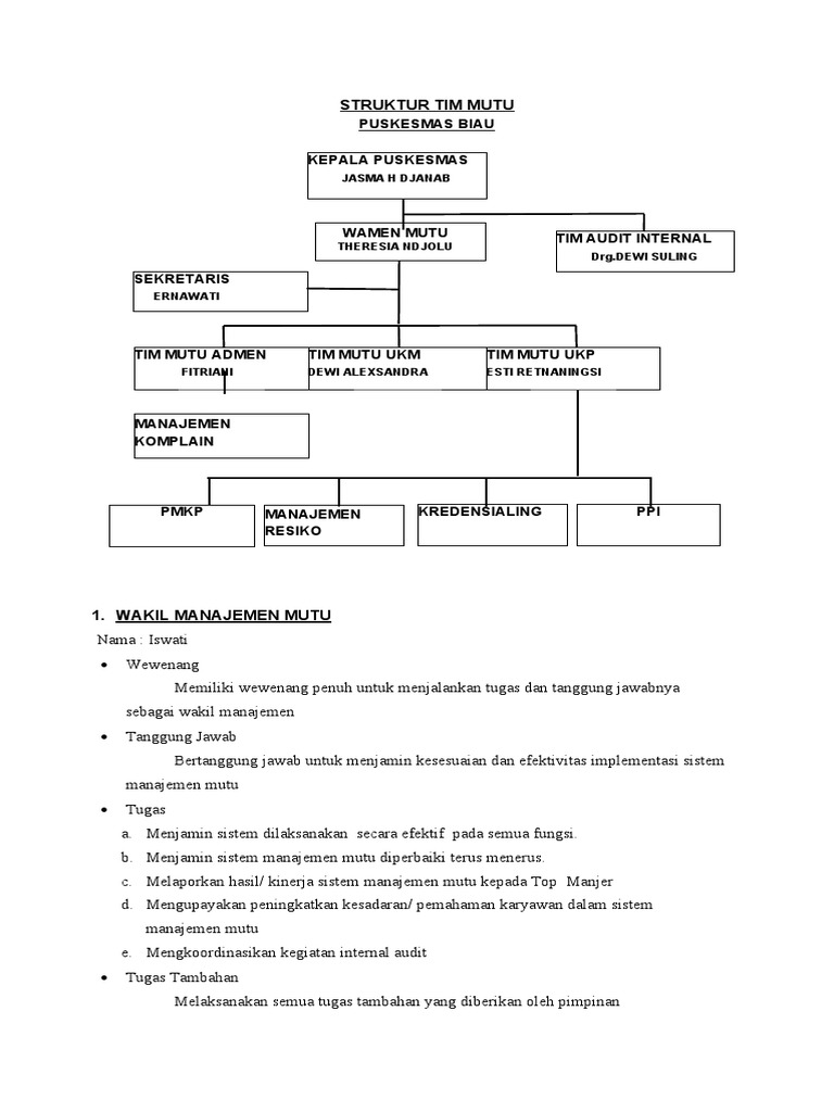 Struktur Tim Mutu Baru | PDF