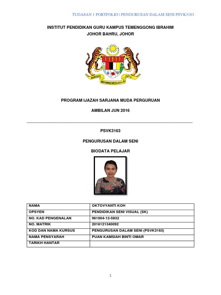 PORTFOLIO Pengurusan Dalam Seni | PDF