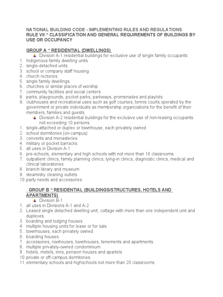 NATIONAL BUILDING CODE - Classification of Building | PDF | Apartment