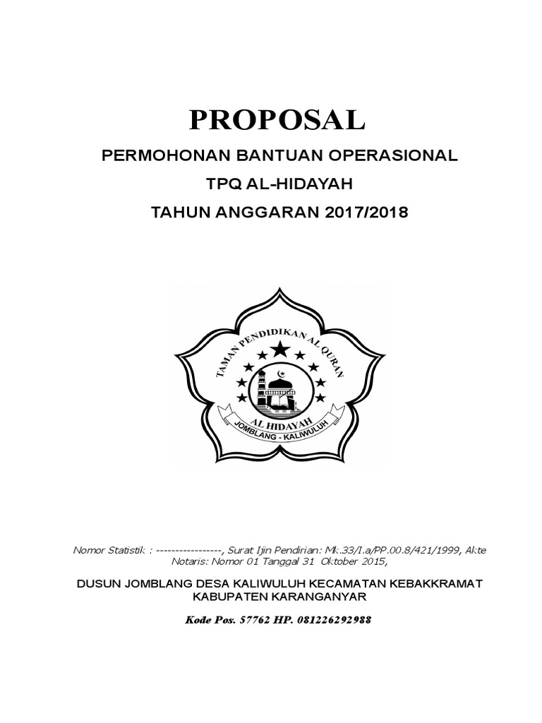 Contoh Proposal Bop TPQ | PDF