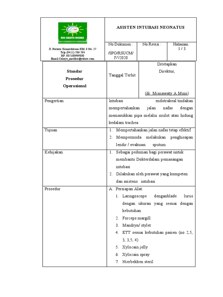 Spo Asisten Intubasi Neonatus | PDF