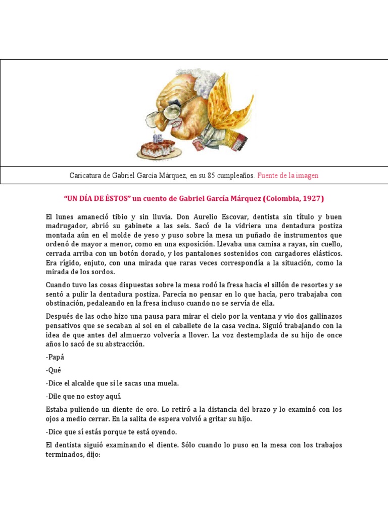 Un día de estos: Cuento de García Márquez | PDF