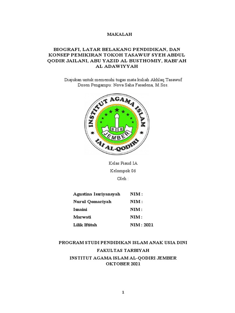 Edit Makalah Akhlak Tasawuf Biografi 3 Ulama' Tasawuf Kel.06 | PDF