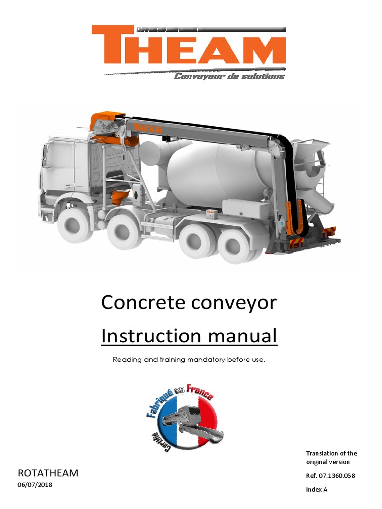 THEAM - Concrete Conveyor Instruction Manual | PDF | Truck | Belt ...