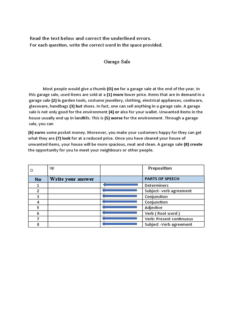 Read The Text Below and Correct The Underlined Errors | PDF | Customer ...