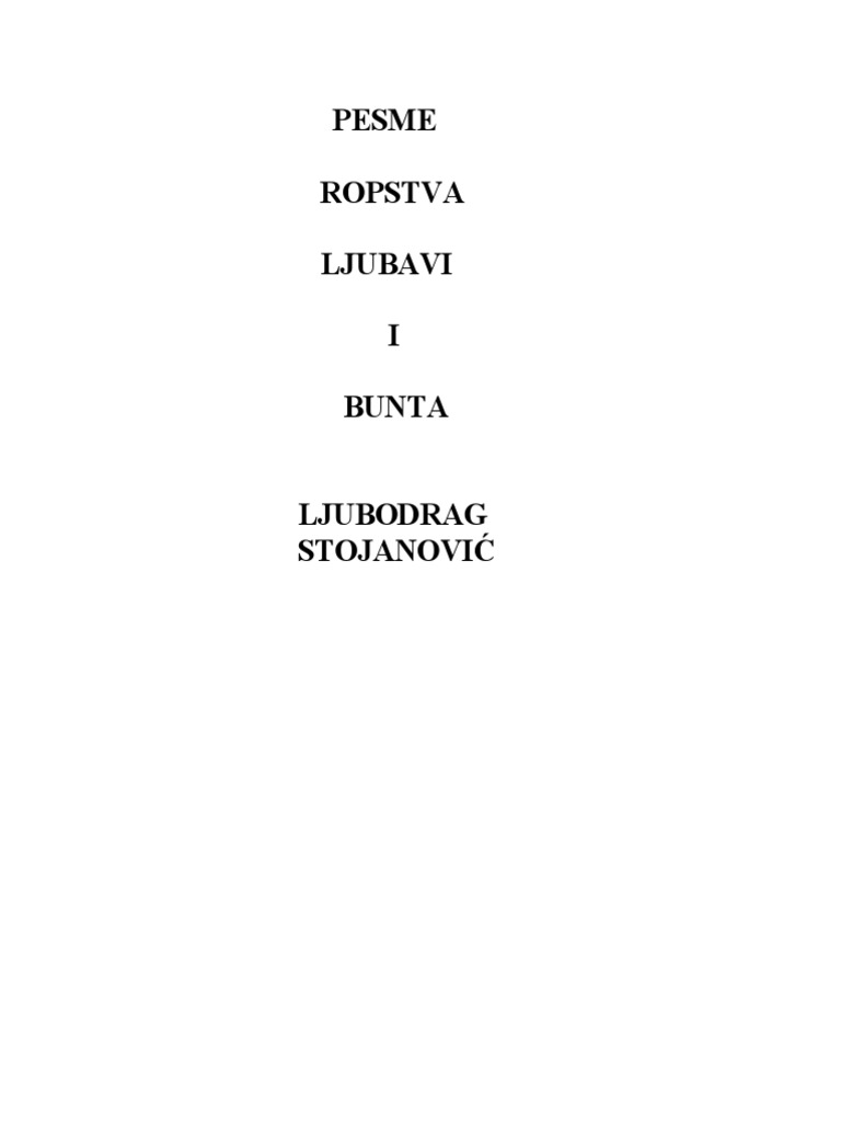 Pesme Ropstva Ljubavi I Bunta | PDF
