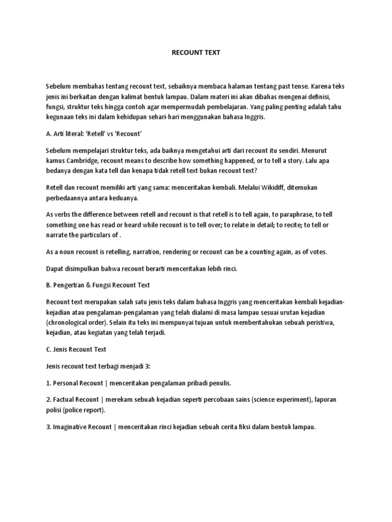Materi Recount Text | PDF