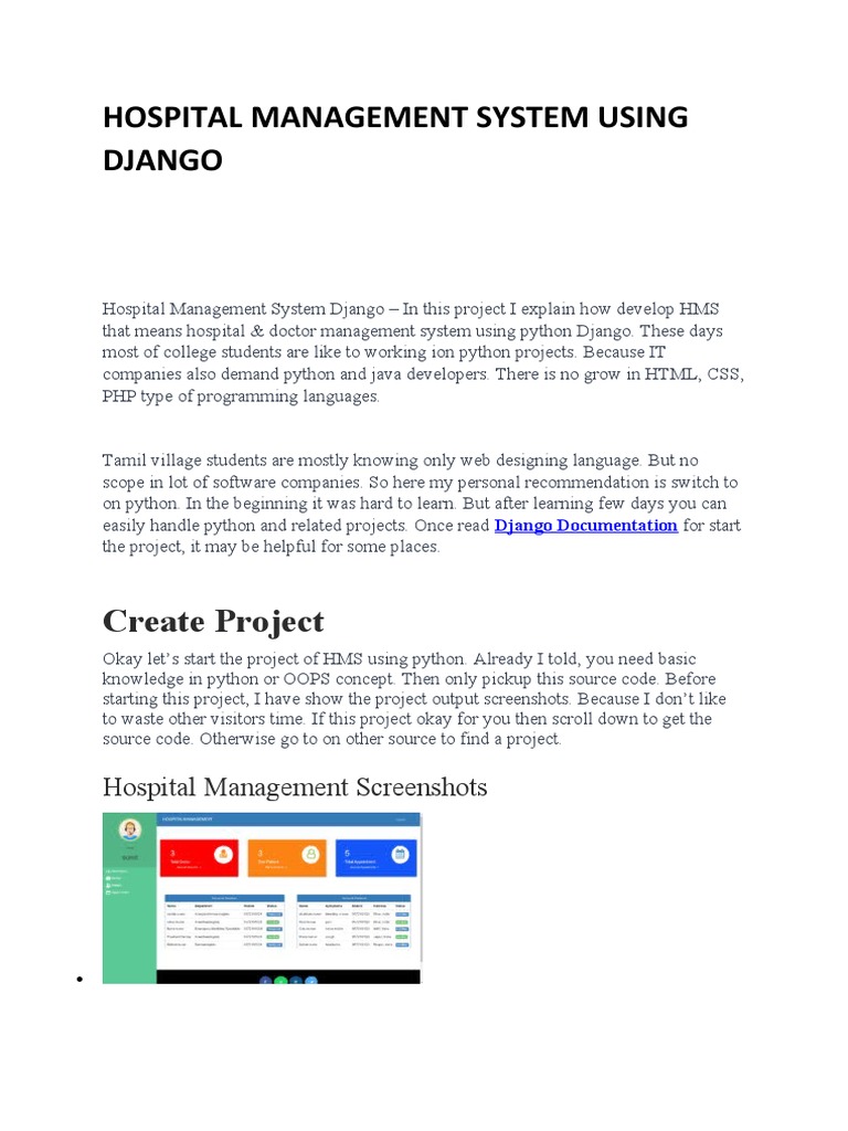 Hospital Management System Using Django | PDF | Php | Python ...