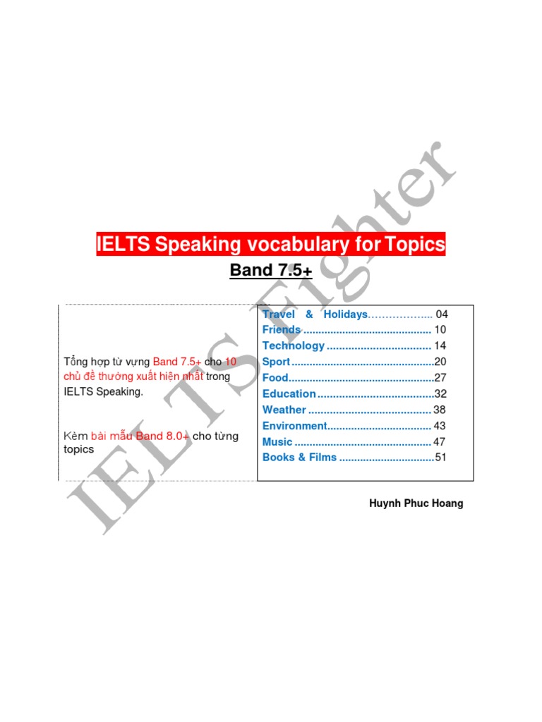 IELTS Band 7.5+ Speaking Vocabulary Guide | PDF | Tourism | Meal