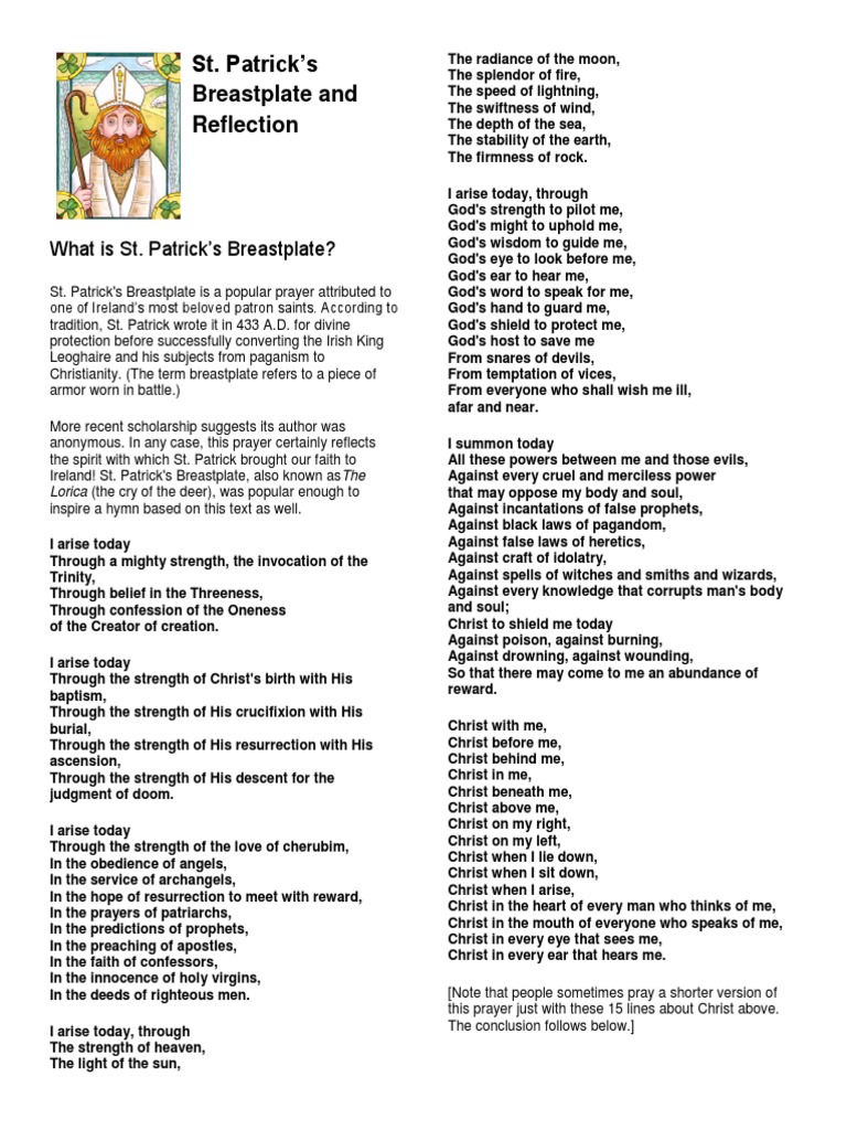 St. Patrick's Breastplate and Reflection | PDF | Jesus | Saint Patrick