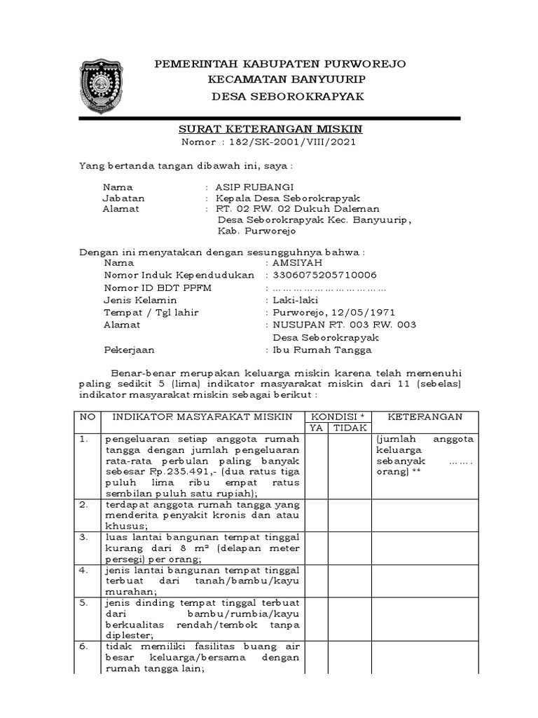 Format SKM Jamkesda AMSIYAH | PDF